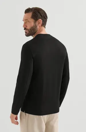 Brunello Cucinelli Cotton Jersey Long Sleeve Crew Neck T-shirt - Black