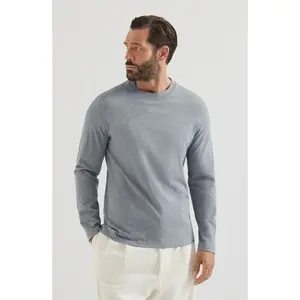Brunello Cucinelli Cotton Jersey Long Sleeve Crew Neck T-shirt Grey