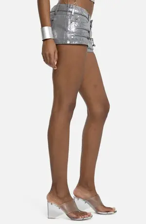 JADED LONDON Foil Low Waist Micro Shorts