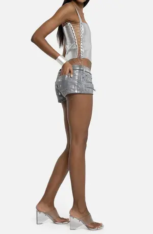 JADED LONDON Foil Low Waist Micro Shorts