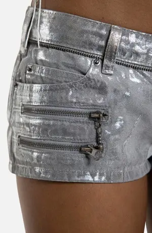 JADED LONDON Foil Low Waist Micro Shorts