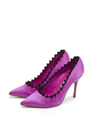 Manolo Blahnik Bb Pointed-toe Pumps With Pom-pom Trim