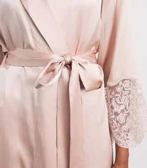 Harrods Silk Lace-trim Short Night Robe