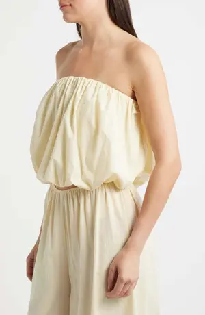 Faithfull The Brand Camila Strapless Stretch Cotton Bubble Top