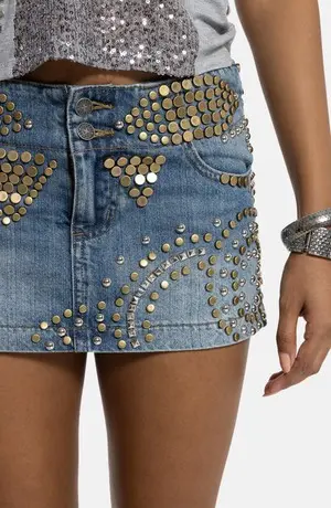 JADED LONDON Embellished Denim Miniskirt