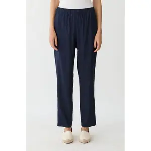 Lafayette 148 New York Linen Blend Straight Leg Pants - Ink
