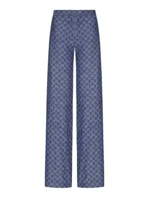 Gucci Gg Jacquard Cotton Denim Trousers - Blue