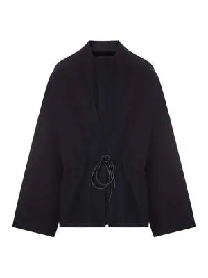 Rick Owens Wool Kimono Blouson With Belt - Black
