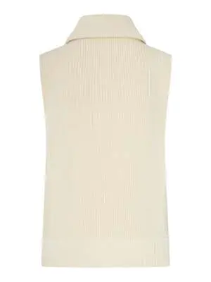 MAISON MARGIELA Ribbed Knit Zip-up Vest - Cream