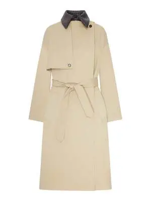 BOTTEGA VENETA Bottega Veneta Cotton Trench Coat With Braided Leather Collar