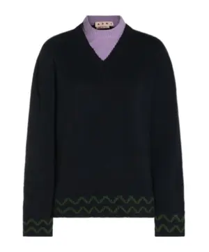 Marni Knitted Jumper With Zigzag Pattern - Black