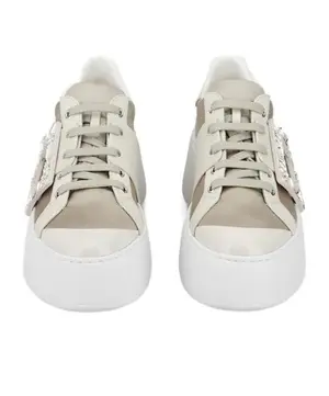 ROGER VIVIER Viv Skate Sneakers With Crystal Buckle - Grey
