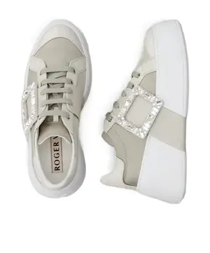 ROGER VIVIER Viv Skate Sneakers With Crystal Buckle - Grey