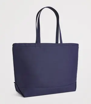 Harrods Medium Cotton Embroidered Logo Tote Bag
