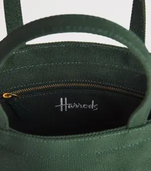 Harrods Cotton Embroidered Logo Tote Bag - Green