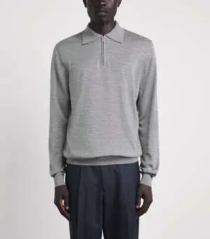 LARDINI Wool-silk-cashmere Quarter-zip Sweater