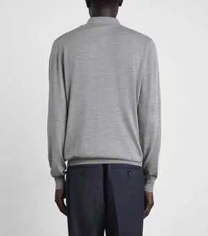 LARDINI Wool-silk-cashmere Quarter-zip Sweater