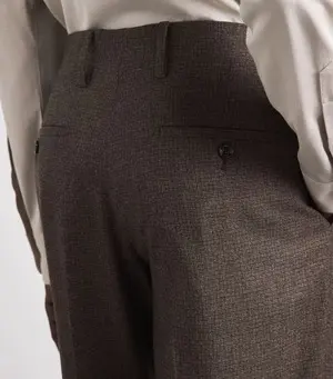 LARDINI Virgin Wool Micro-hopsack Check Trousers