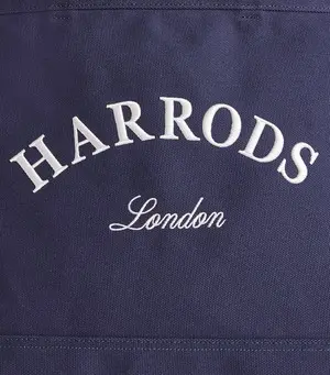 Harrods Medium Cotton Embroidered Logo Tote Bag - Navy
