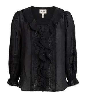 ME+EM Cotton Voile Ruffle Blouse