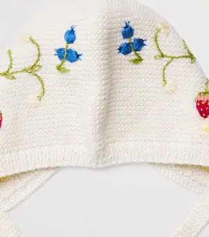SHIRLEY BREDAL Cotton Embroidered Strawberry Bonnet