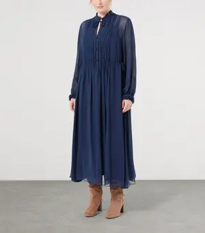 Marina Rinaldi Sheer Silk Midi Dress
