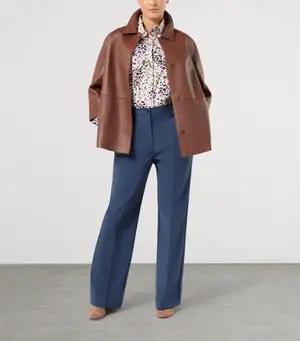 Marina Rinaldi Leather Cropped Jacket