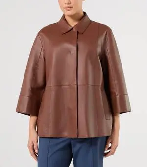 Marina Rinaldi Leather Cropped Jacket