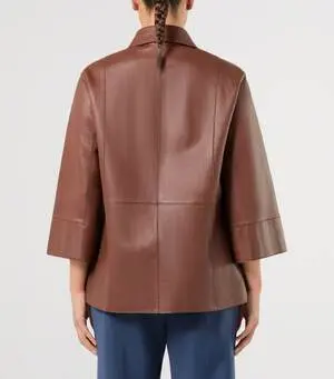 Marina Rinaldi Leather Cropped Jacket