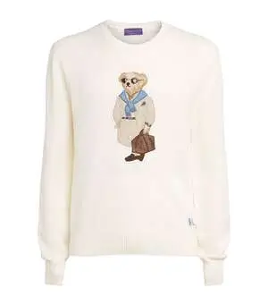 Ralph Lauren Purple Label Silk-linen Polo Bear Sweater - Ivory