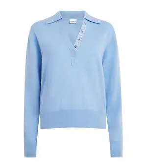 Claudie Pierlot Wool-cashmere Polo Sweater - Blue