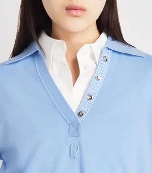 Claudie Pierlot Wool-cashmere Polo Sweater - Blue