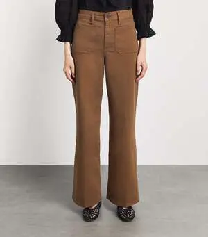 FRAME Cotton-blend Harbour Palazzo Trousers - Brown