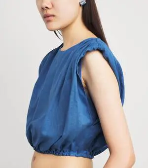 TOCCIN Sirelle Linen-cotton Crop Top