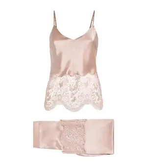 Harrods Silk Lace-trim Cami Pyjama Set - Blue