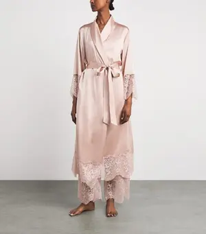 Harrods Silk Lace-trim Short Night Robe