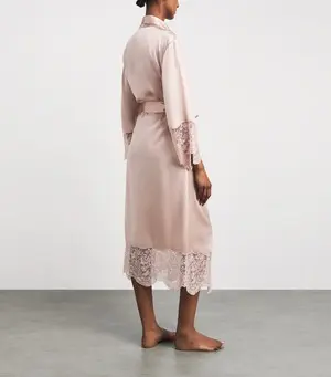 Harrods Silk Lace-trim Short Night Robe