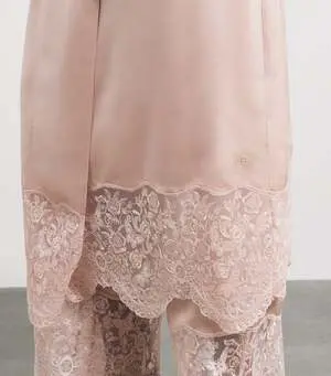 Harrods Silk Lace-trim Short Night Robe