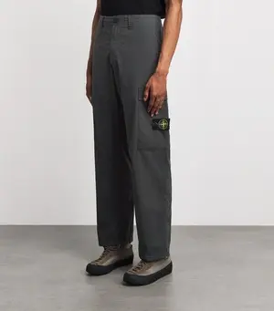 Stone Island Stretch Cotton Cargo Trousers - Black