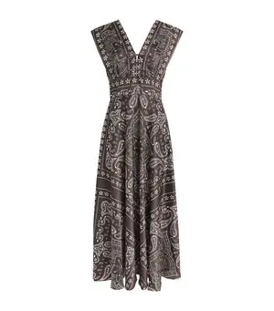 Sandro Paisley Print Sleeveless Maxi Dress - Brown