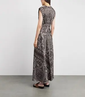 Sandro Paisley Print Sleeveless Maxi Dress - Brown