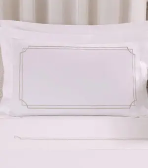 Frette Cotton Layering Embroidery Oxford Pillowcase - Beige