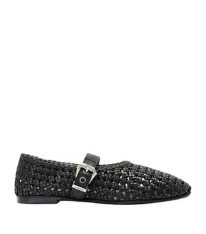 ALLSAINTS Sabine Woven Leather Ballet Flats With Buckled Strap - Black