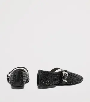 ALLSAINTS Sabine Woven Leather Ballet Flats With Buckled Strap - Black