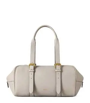 Mulberry Grained Leather Boston Shoulder Bag - White