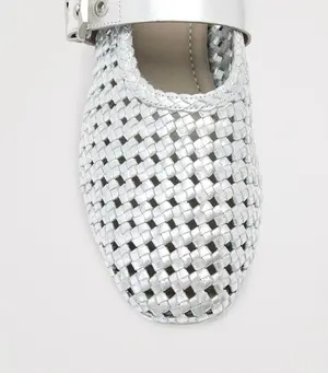 ALLSAINTS Woven Leather Sabine Ballet Flats With Silver-tone Buckle - Grey