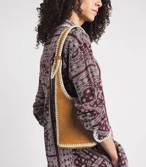Veronica Beard Suede Whipstitch Loop Shoulder Bag