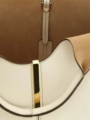 TOD'S Mini Shopping Bag With Metal Plate Detail - White