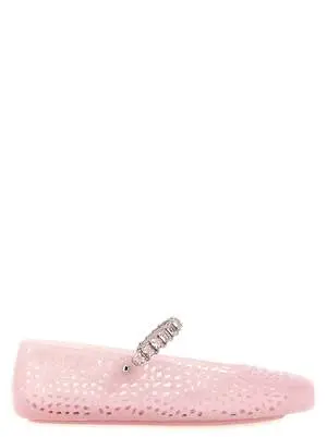 JIMMY CHOO The Jelly' Translucent Ballet Flats With Crystal Embellishments - Pink