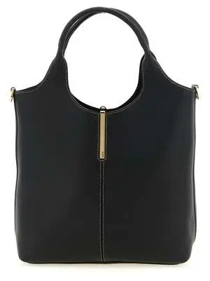 TOD'S Small Metal Plate Shopping Bag - Black